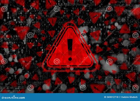 Cybersecurity Warning With Red Warning Symbol With Digital Glitch And Cybersecurity Warning With Red Warning Symbol With Digital Glitch And