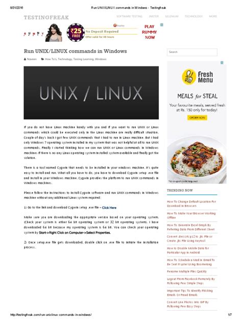 Run Unix Linux Commands In Windows Pdf Software Testing Command Line Interface