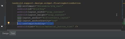 Xml Android Design Library Floating Action Button Padding Margin Issues Stack Overflow