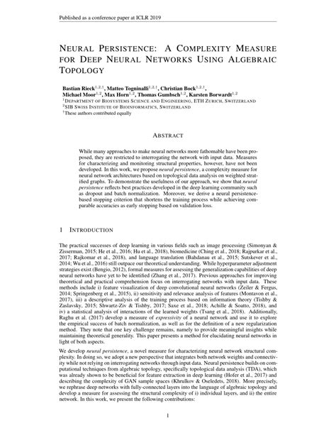 Pdf Neural Persistence A Complexity Measure For Deep Neural Networks Using Algebraic Topology