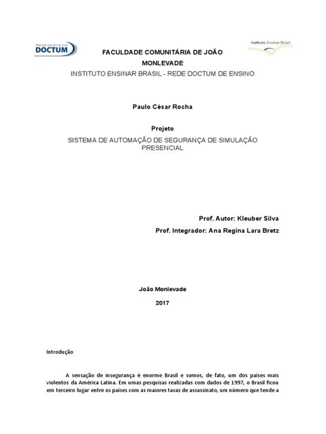 Sistema De Automação Segurança Utilizando Plc Programmable Logic Controller 3 Docx 1 Pdf