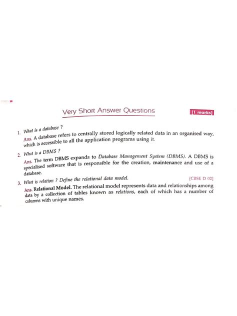 Database Management System Question And Answer Pdf