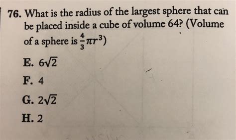 solved 76 what is the radius of the largest sphere that can