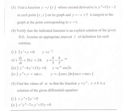 solved 3 find a function y f x whose second derivative is