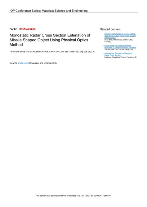 Pdf Monostatic Radar Cross Section Estimation Of Missile Shaped