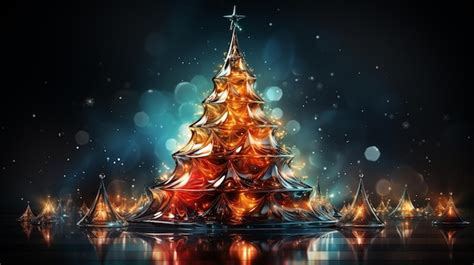 Premium Photo Sparkling Xmas Tree Design On Dark Background