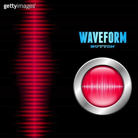 Silver button with sound waveform sign 이미지 게티이미지뱅크