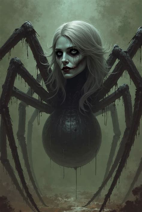 A Massive Eerie Monster With A Womans Face And An Arachnid Lower Body