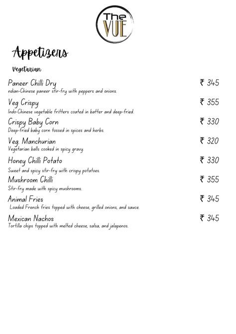 Menu At The VUE Udaipur 3rd Floor