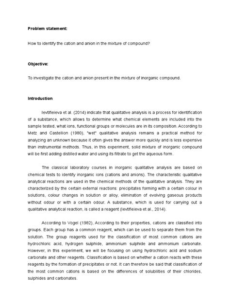 Identify The Cation And Anion In A Mixture Of Inorganic Compound Pdf