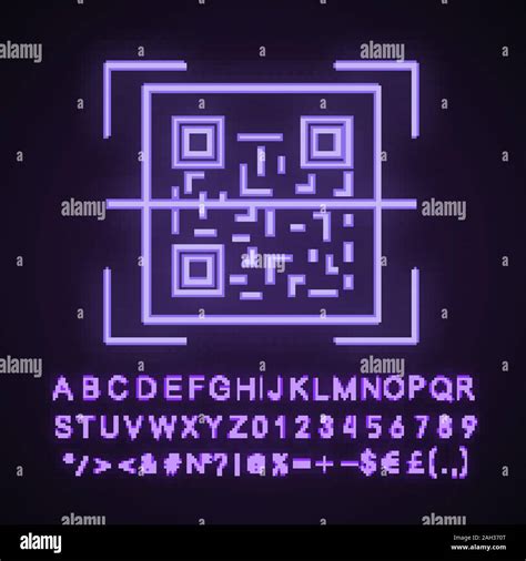 Qr Code Scanner Neon Light Icon Quick Response Code Matrix Barcode
