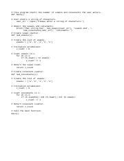 Count Vowels And Consonants In User Entered String Python Course Hero
