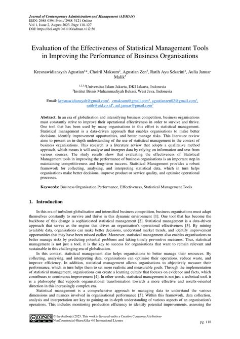 Pdf Evaluation Of The Effectiveness Of Statistical Management Tools In Improving The