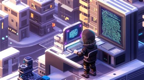 Cyberpunk Coder Stock Illustration Illustration Of Computer 367587096