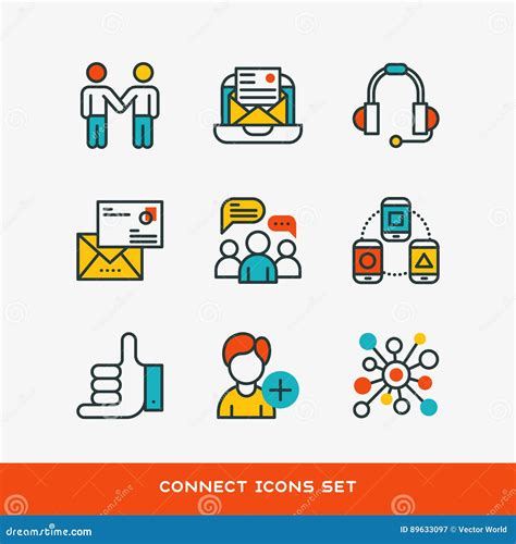 Thin Lines Connection Icons Outline Set Of Big Data Center Group Cloud Computing System Internet
