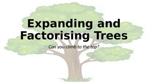 Expanding And Factorising Trees Teaching Resources