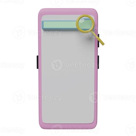Mobile Phone Or Smartphone With Blank Search Bar Magnifying Glass