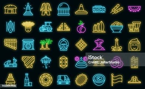 자카르타 아이콘은 윤곽선 벡터를 설정합니다 건축 건물 벡터 네온 0명에 대한 스톡 벡터 아트 및 기타 이미지 0명 건물 외관 건축 Istock