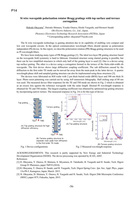 Pdf Si Wire Waveguide Polarization Rotator Bragg Gratings With Top Surface And Terrace Corrugation