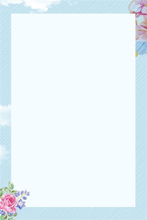 파란색 테두리 포스터 단순한 파란색 테두리 음영 꽃 흰 구름 문학 신선한 배경 배경 화면 및 일러스트 무료 다운로드 Pngtree