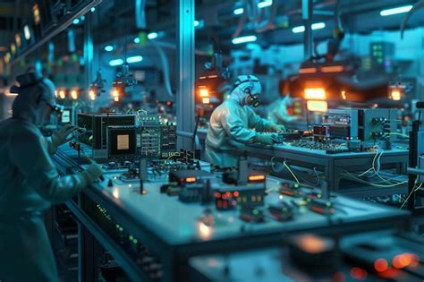Premium Photo Workers Assembling Electronic Devices On A Product Premium Photo Workers Assembling Electronic Devices On A Product