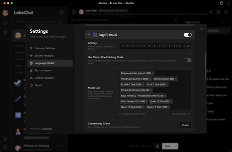 在 lobechat 中使用 together ai api key · · lobehub