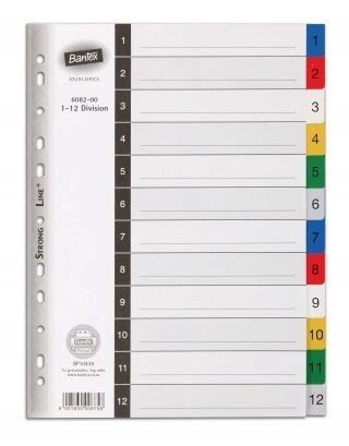 Bantex DIVIDERS PP MULTI PUNCHED A Division PP Index Colours Park Avenue Stationers