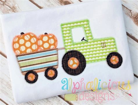 Pumpkin Patch Tractor Zigzag Applique Design Alphalicious Designs