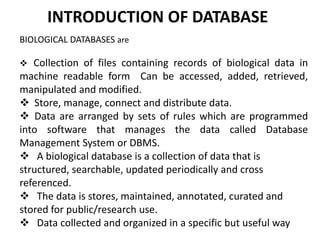 BIOINFORMATICS AND DATABASES IN BIOINFORMATICS Pdf