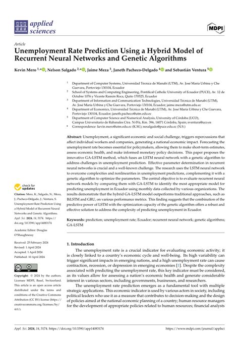 pdf unemployment rate prediction using a hybrid model of recurrent