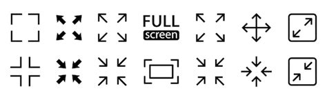 Premium Vector Full Screen Vector Black Icons Set Of Full Screen And Exit Full Screen Icon