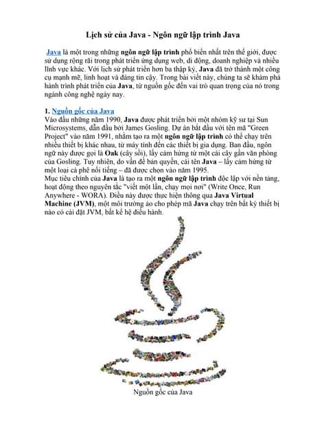 Lịch Sử Của Java Ngôn Ngữ Lập Trình Java Pdf