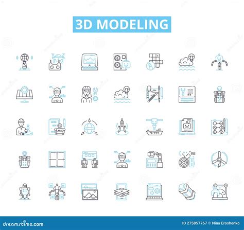 3d Modeling Linear Icons Set Rendering Animation Cad Sculpting Texturing Shading Lighting 3d Modeling Linear Icons Set Rendering Animation Cad Sculpting Texturing Shading Lighting