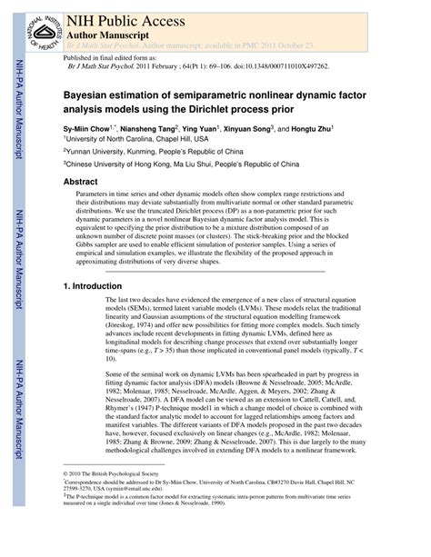 Pdf Bayesian Estimation Of Semiparametric Nonlinear Dynamic Factor Analysis Models Using The