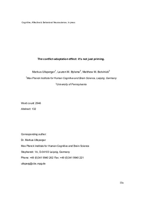 Pdf The Conflict Adaptation Effect Its Not Just Priming
