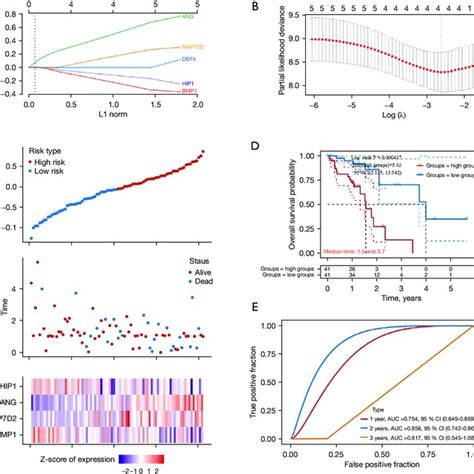 The Prognostic Performance Of The Risk Gene Signature A Coefficients