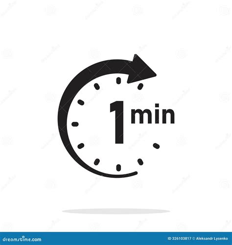 1 Minute On Stopwatch Icon In Flat Style Clock Face Timer Vector