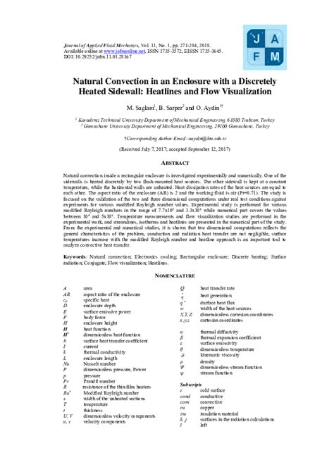 Pdf Natural Convection In Enclosure With Discrete Isothermal Heating
