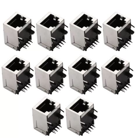 10pack Rj45 Right Angle Network Ethernet 8p8c Female Socket Pcb Solder Connector Eur 4 43