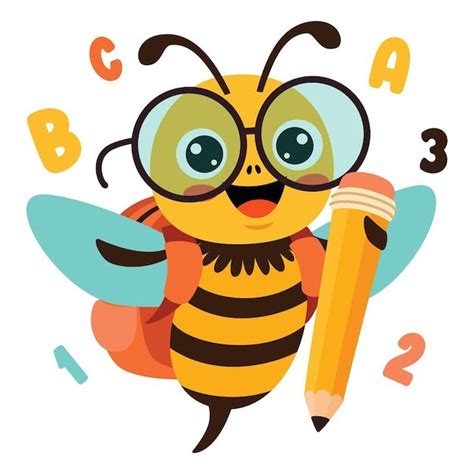 Premium Vector Education Illustration With Cartoon Bee Bee
