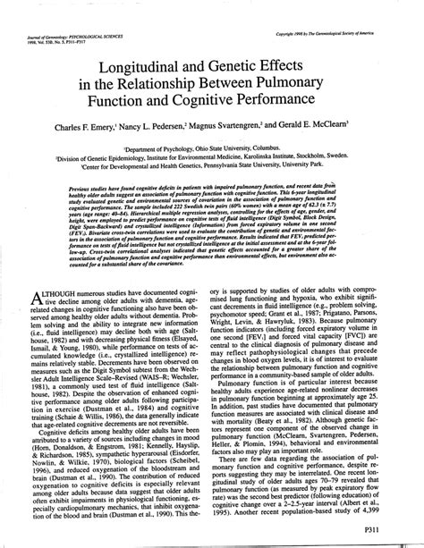 Pdf Longitudinal And Genetic Effects In The Relationship Between Pulmonary Function And