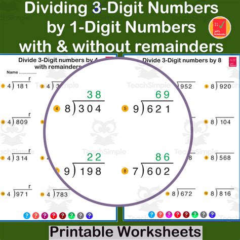 Divide 3 Digit By 1 Digit Numbers With Or Without Remainders By Teach Simple