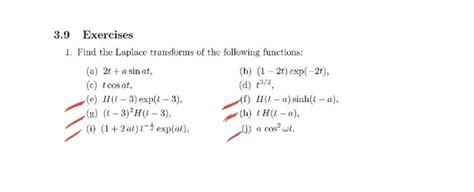 Solved Exercises Find The Laplace Transforms Of The Chegg
