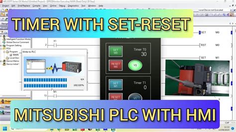 GX Works2 : Timer instruction With Set - Reset Relay Mitsubishi PLC With HMI GOT2000 Simulation ...