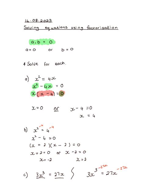 Equations With Factorise Pdf Algebra Elementary Mathematics