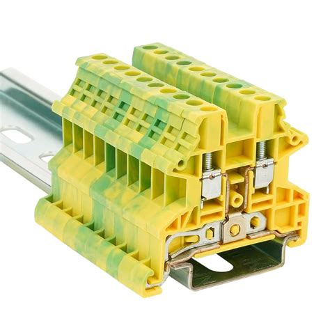 Dinkle Din Rail Ground Terminal Blocks 10pcs Dk2 5n Pe 28 12awg 2 Connection Screw Terminal