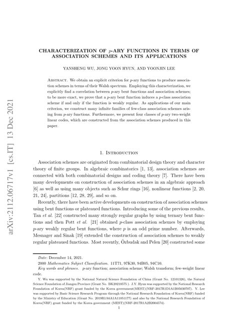 Pdf Characterization Of P Ary Functions In Terms Of Association