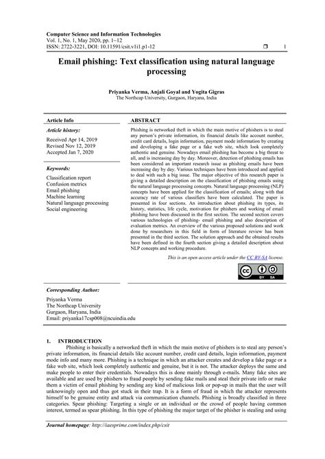 Email Phishing Text Classification Using Natural Language Processing Pdf