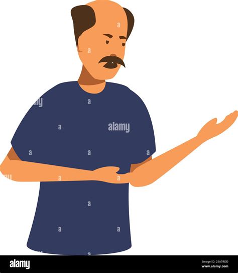 Senior Man With A Mustache Explaining Something With A Neutral Expression Senior Man Explaining