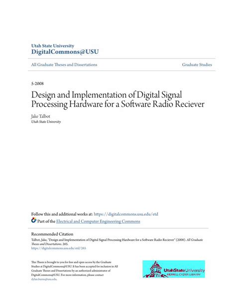 Pdf Design And Implementation Of Digital Signal Processing Hardware